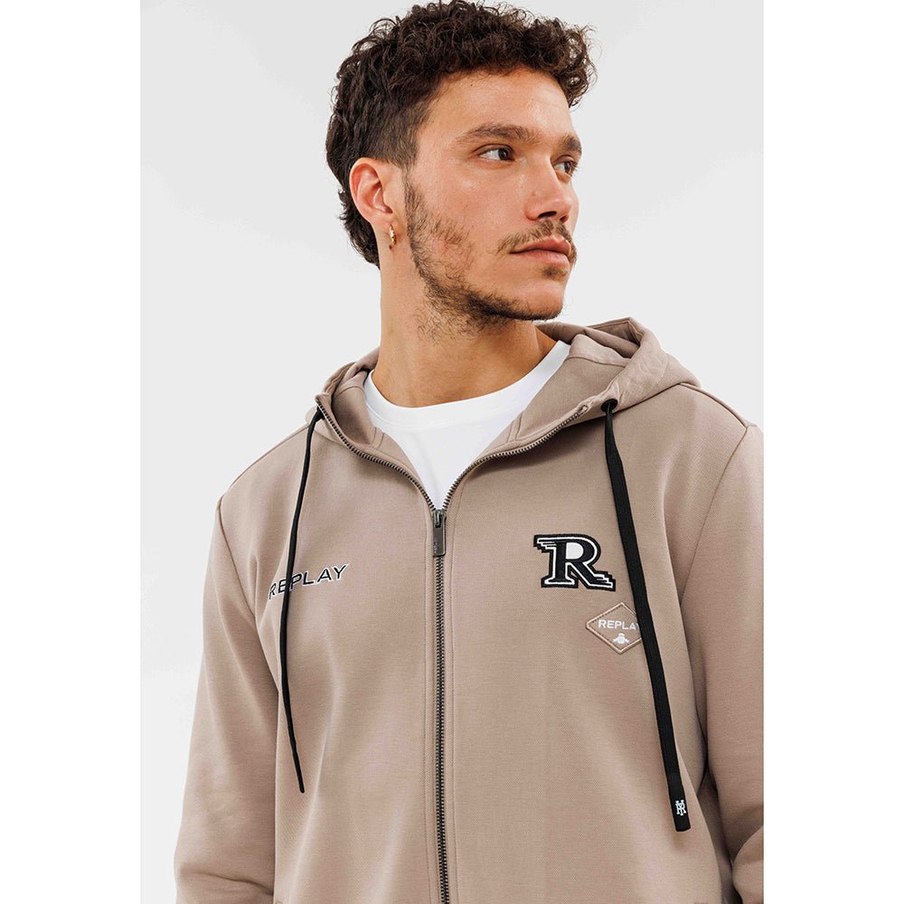 ג'קט קפוצ'ון ריפליי R Logo & Patch גברים- פלטין