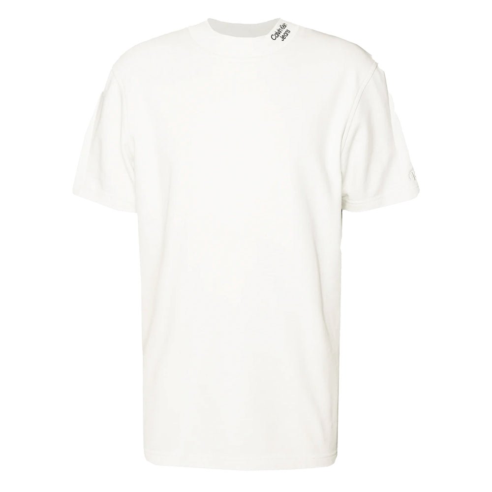 חולצת טישירט קצרה קלווין קליין כיתוב לוגו בצווארון גברים- פלטין