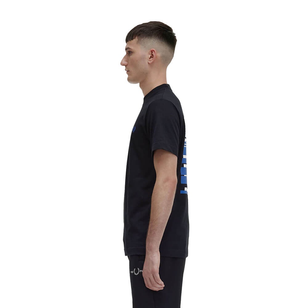 חולצת טישרט פרד פרי קצרה Soundwave Back Graphic גברים- פלטין